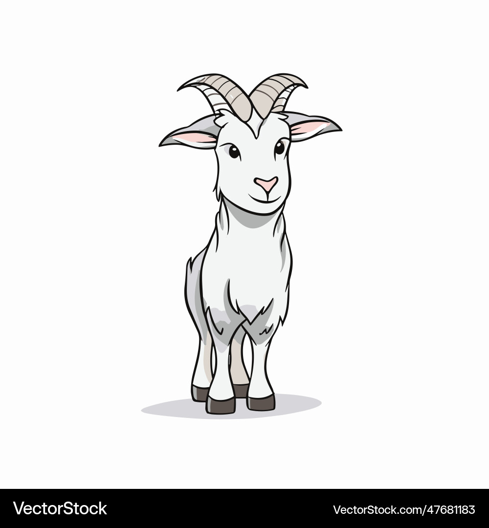 Goat hand-drawn doodle style cartoon Royalty Free Vector