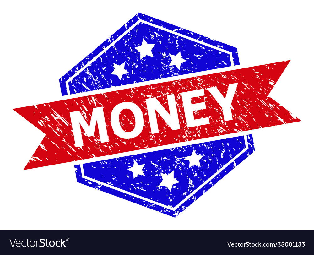 Hexagon bicolor money rubber stamp with rubber Vector Image Hexagon bicolor money rubber stamp with rubber Vector Image