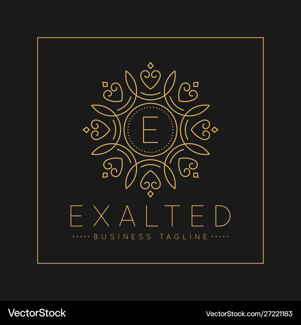Letter e logo with classic and luxurious line art Vector Image