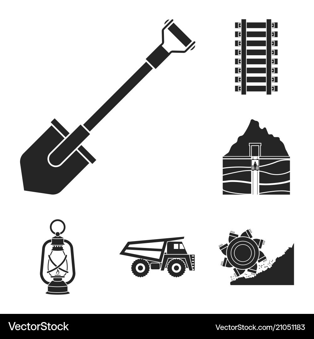 Mining industry black icons in set collection Vector Image