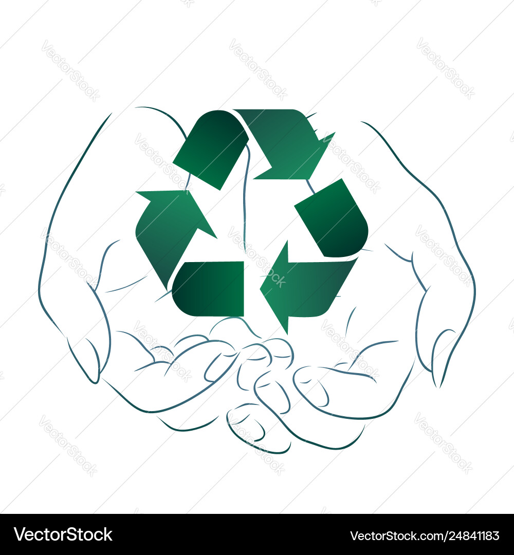 Outline drawing hands holding a sign Royalty Free Vector