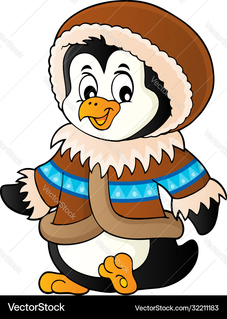 Penguin in winter clothing theme 1 Royalty Free Vector Image