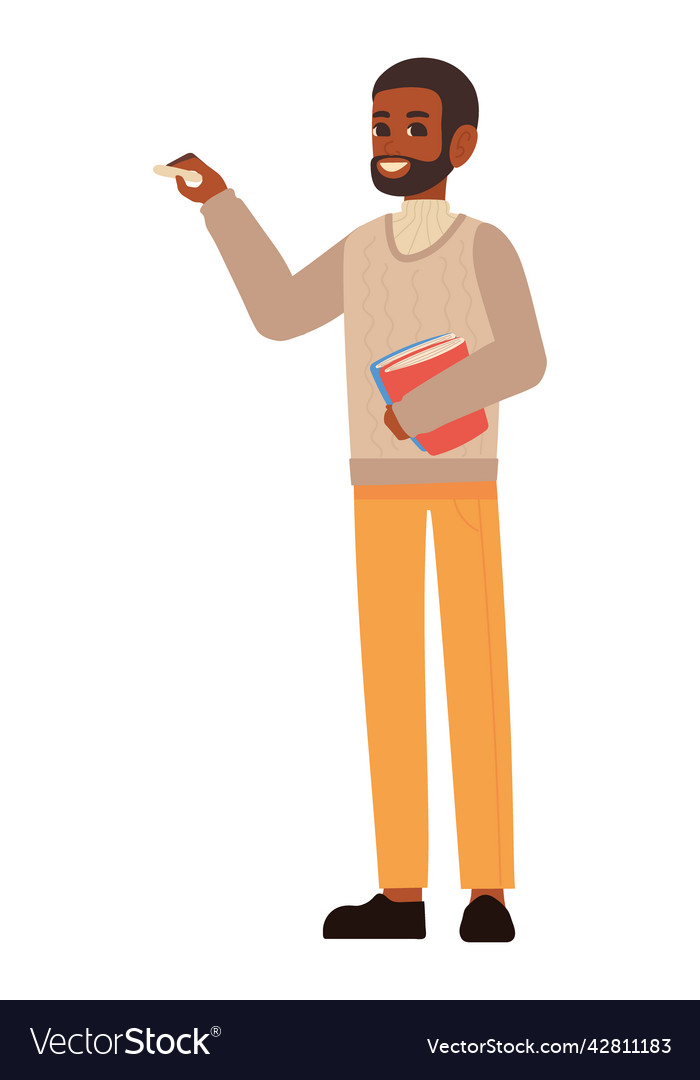 Teacher male with books Royalty Free Vector Image