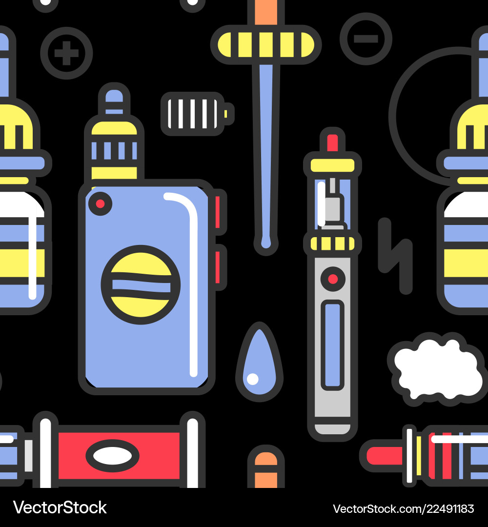 Vape devices and accessories with flavored steam Vector Image