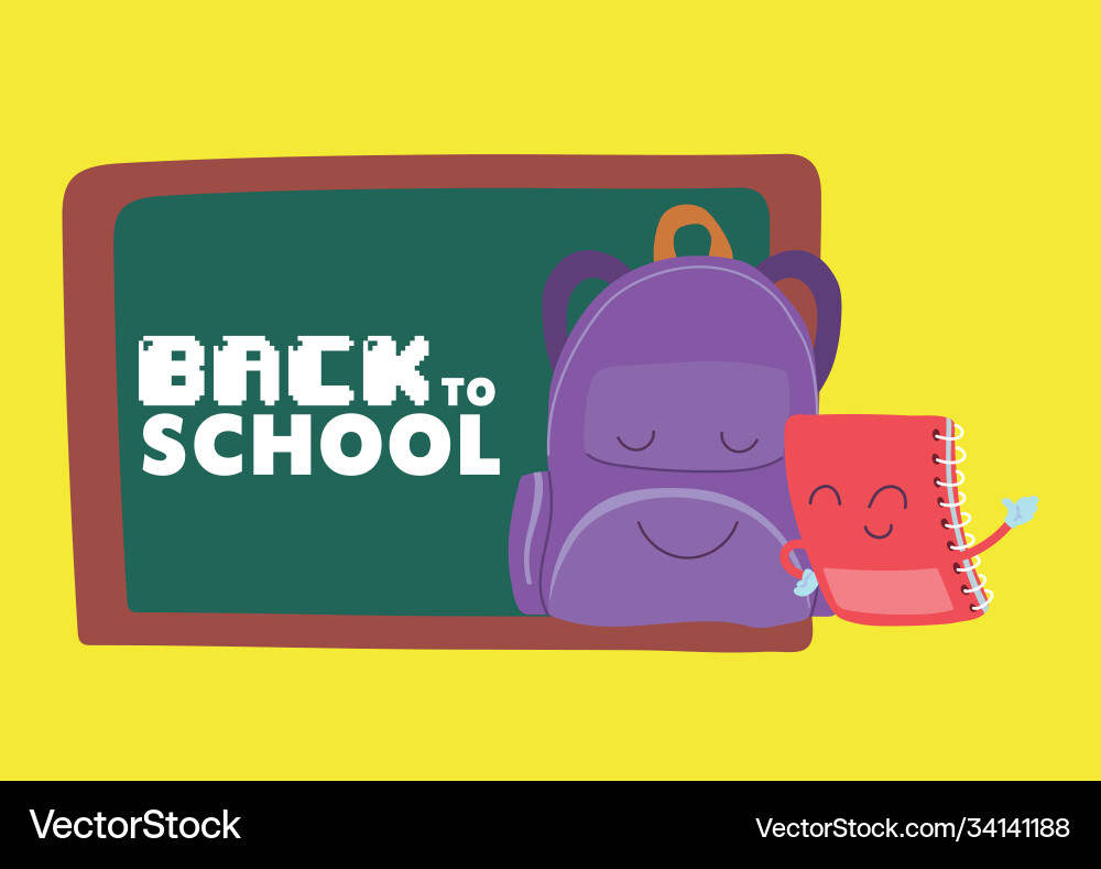Bag and notebook cartoon back to school Royalty Free Vector
