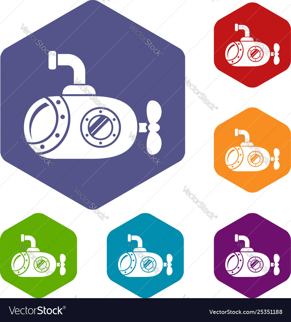 Bathyscaphe icons hexahedron Royalty Free Vector Image