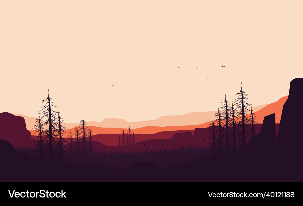 Beautiful natural scenery at dusk Royalty Free Vector Image