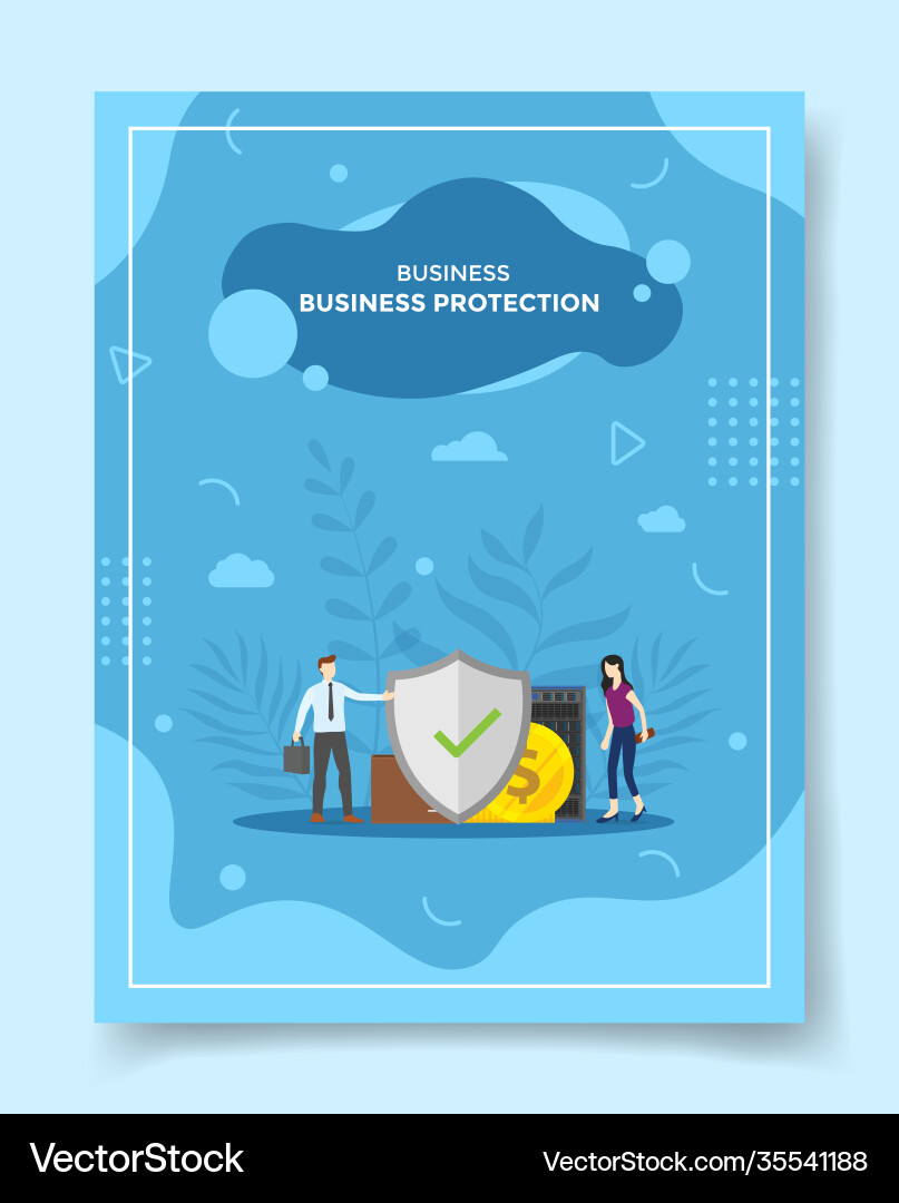 Business protection people around shield wallet Vector Image