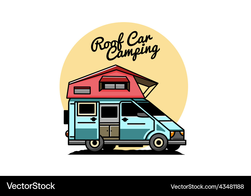 Camping on roof car design Royalty Free Vector Image