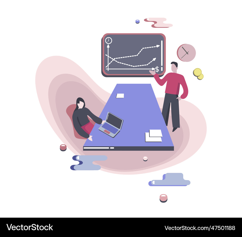 Cartoon office workers discuss business Royalty Free Vector