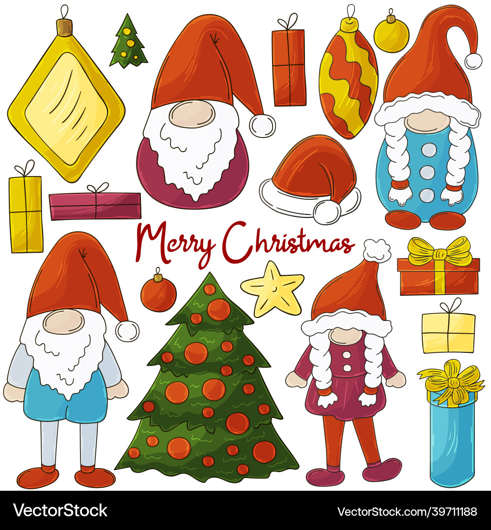 Christmas with gnomes Royalty Free Vector Image