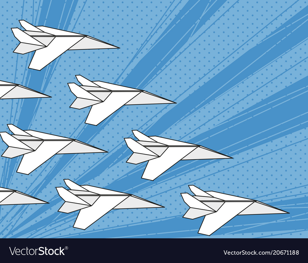Concept of team work white paper airplanes Vector Image