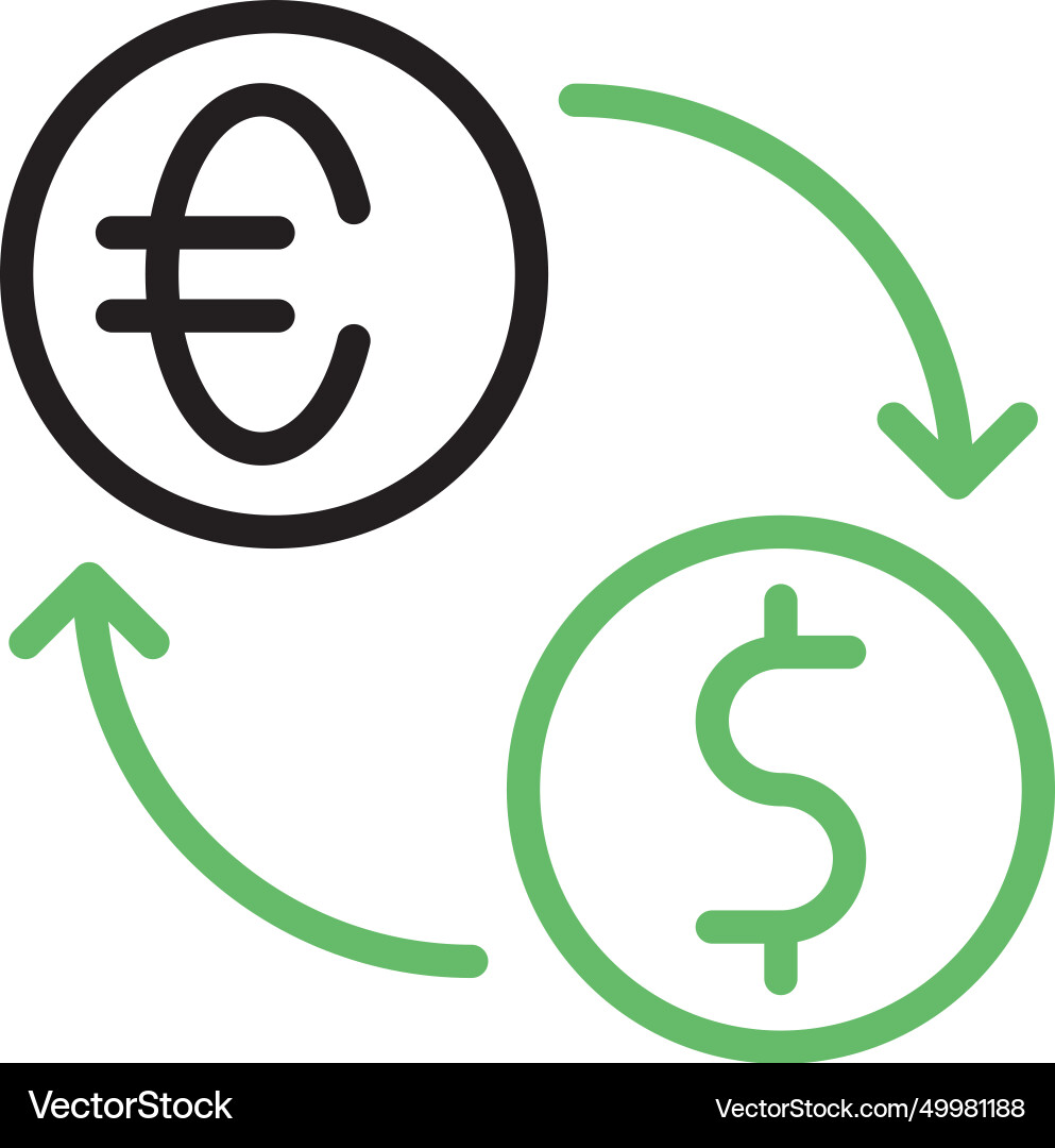Dollar to euro icon image Royalty Free Vector Image