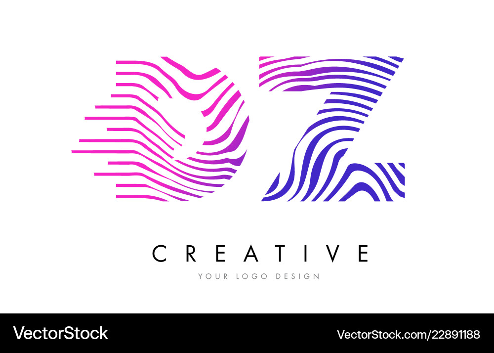 Dz d z zebra lines letter logo design Royalty Free Vector