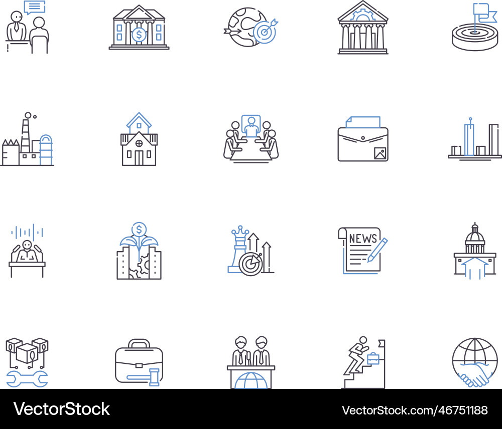Government outline icons collection authority Vector Image