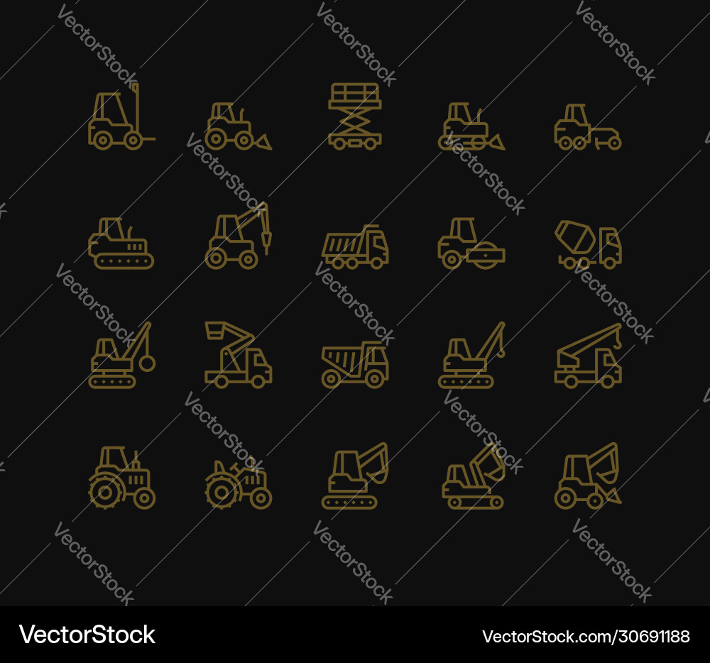 Industrial vehicles icons Royalty Free Vector Image