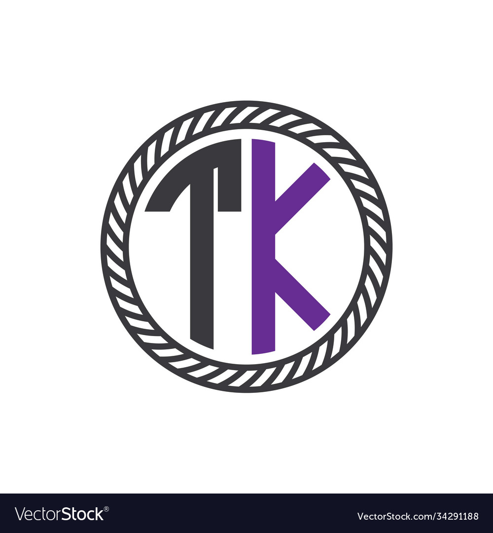 Initial letter tk circle shape monogram simple Vector Image