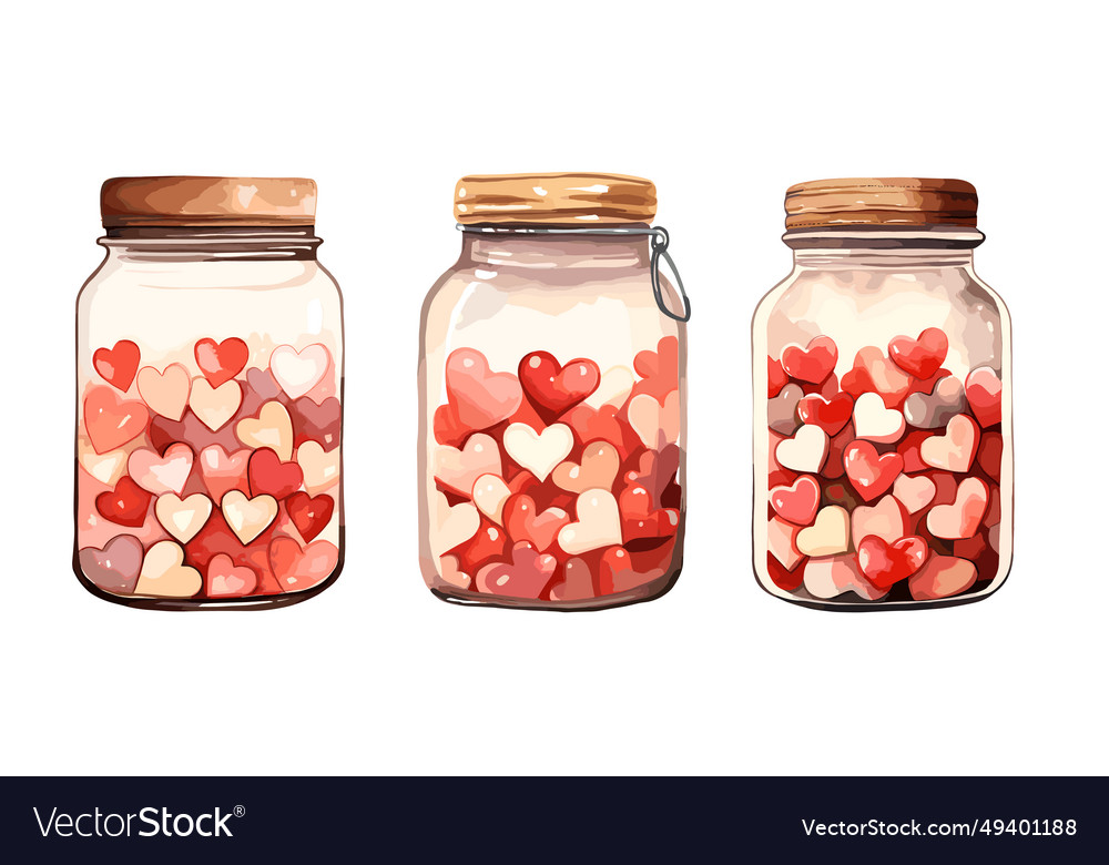 Jar with hearts valentines day isolated Royalty Free Vector