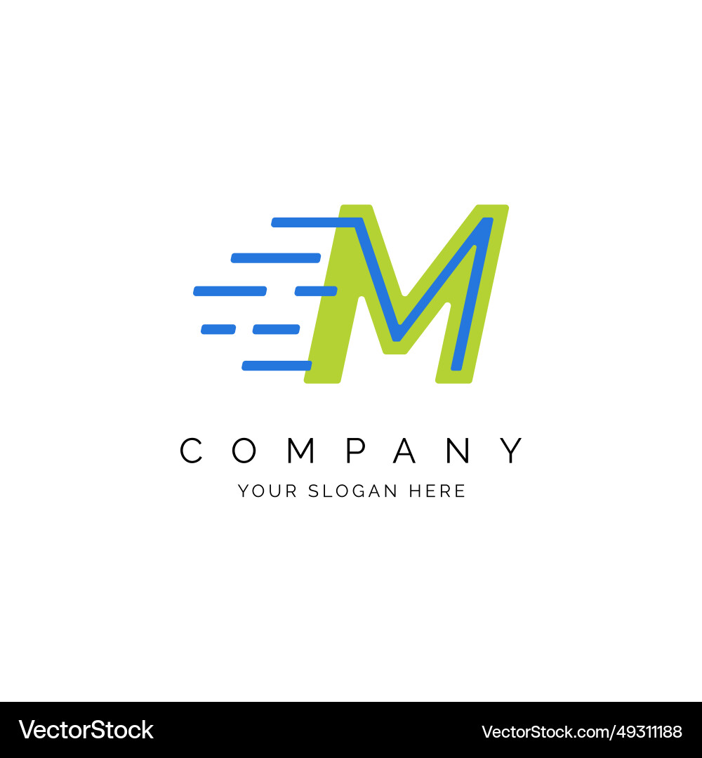 M letter logo template design alphabet fast Vector Image