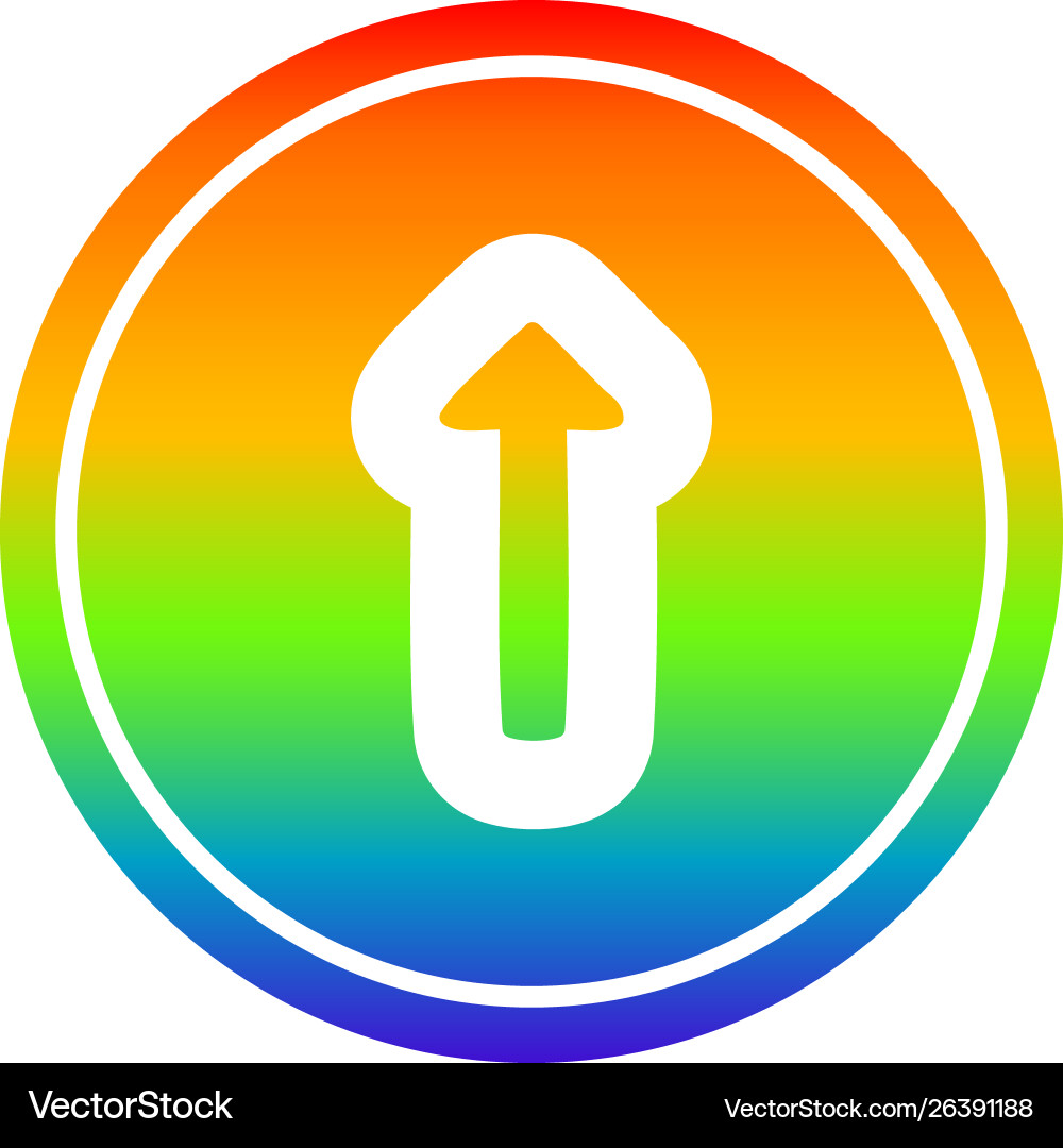 Pointing arrow circular in rainbow spectrum Vector Image