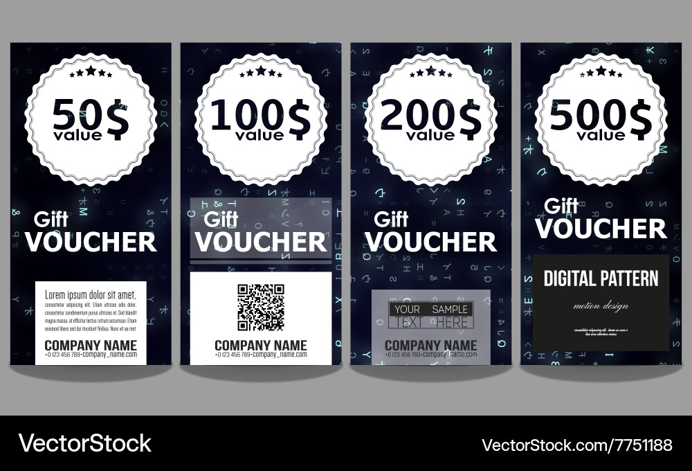 Set of modern gift voucher templates virtual Vector Image