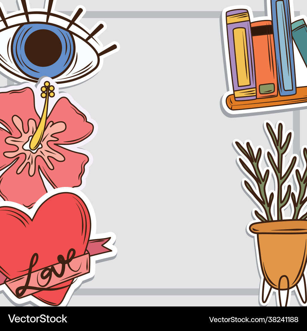 Stickers decoration cartoon Royalty Free Vector Image