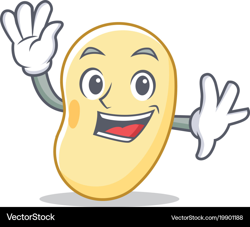 Waving soy bean character cartoon Royalty Free Vector Image