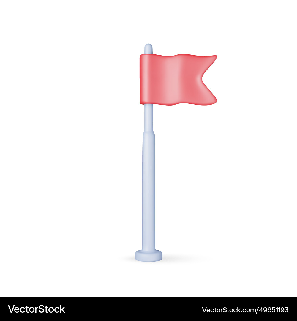3d red flag on metal flagpole isolated Royalty Free Vector