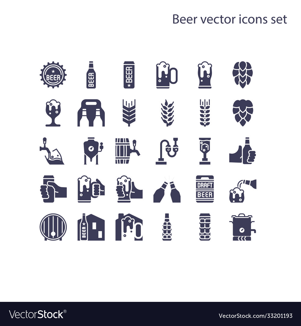 Basic element beer icons set Royalty Free Vector Image