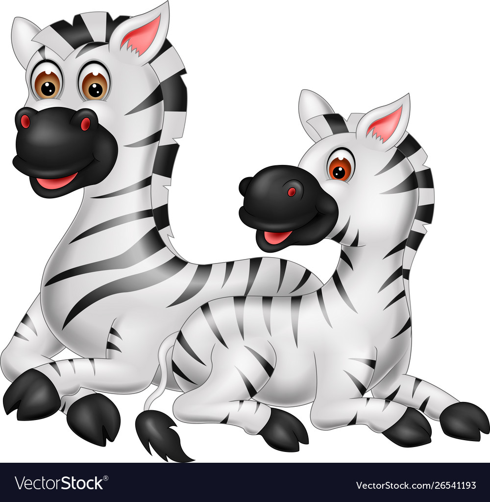 Funny two zebras cartoon Royalty Free Vector Image