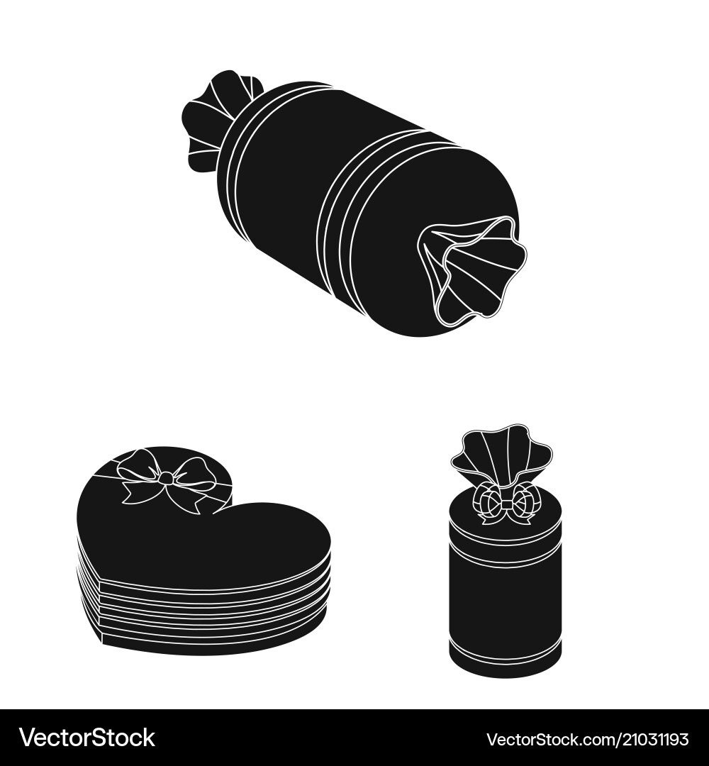 Gift and packing black icons in set collection Vector Image
