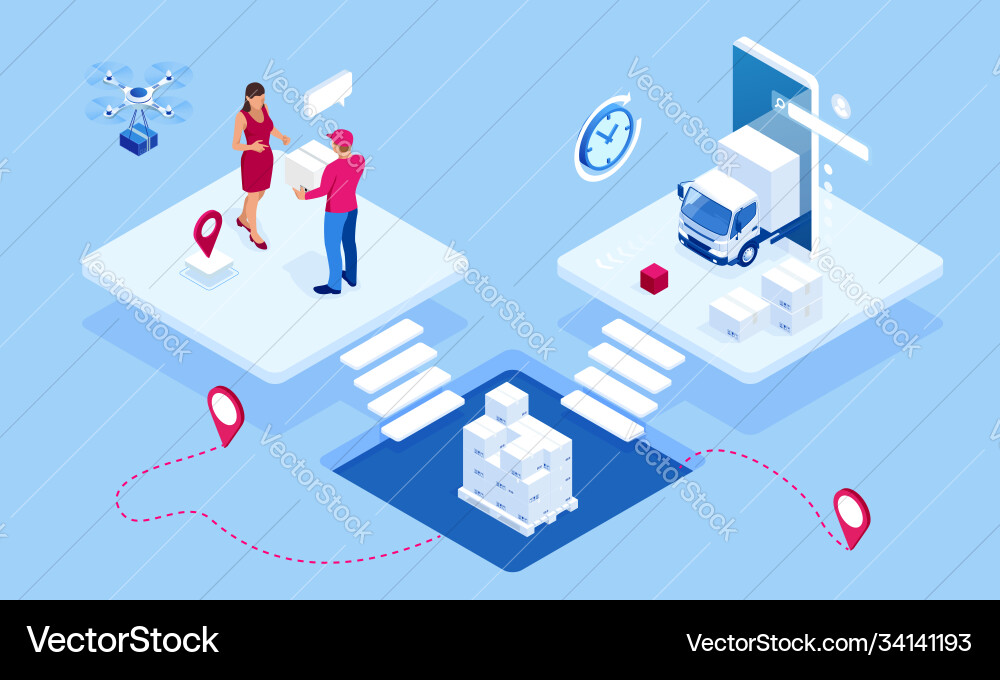 Isometric logistics and delivery concept delivery Vector Image