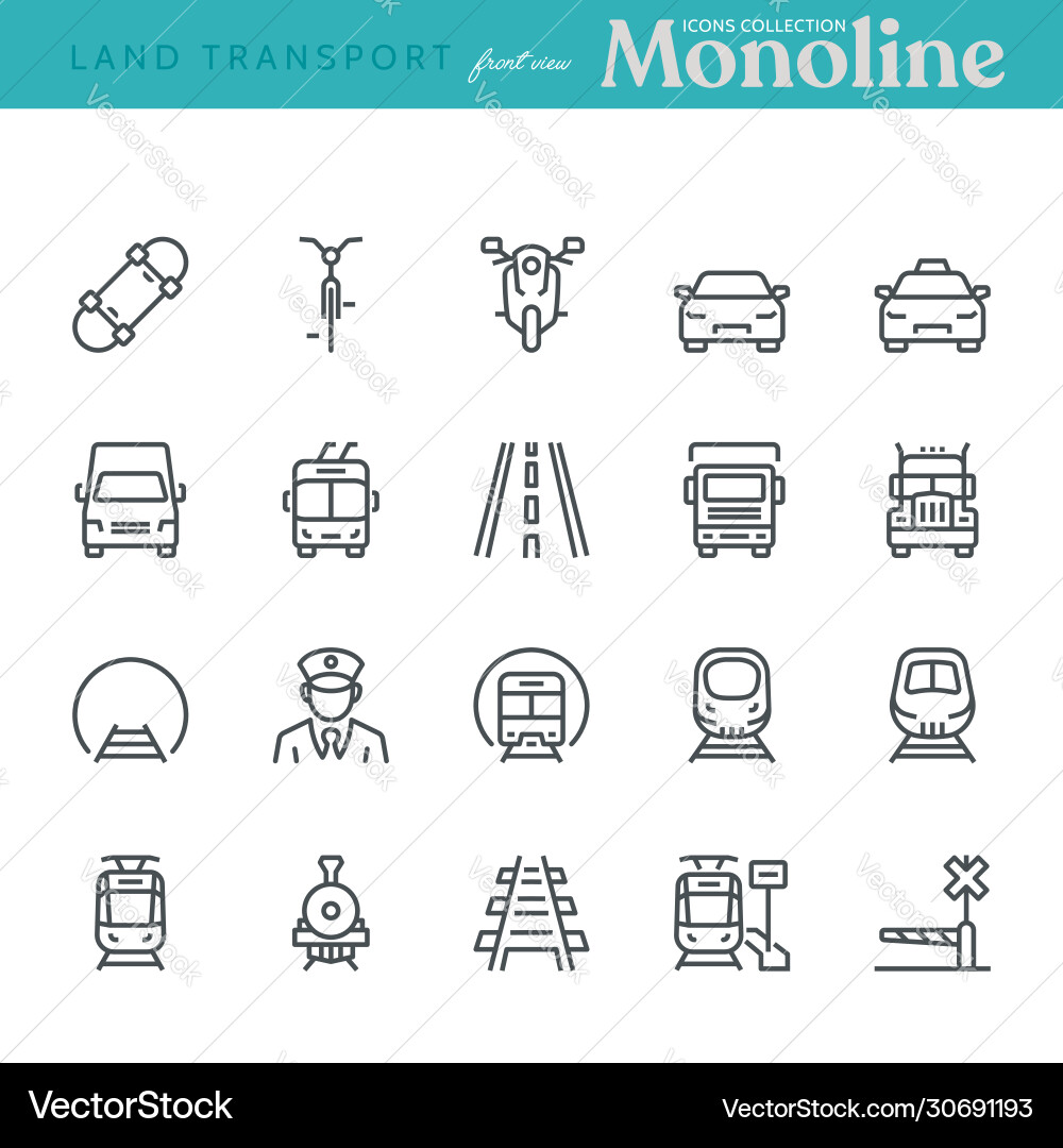 Land transport icons Royalty Free Vector Image
