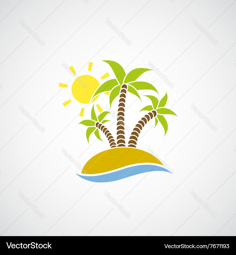 Logo beach with palm trees ocean and sun Vector Image