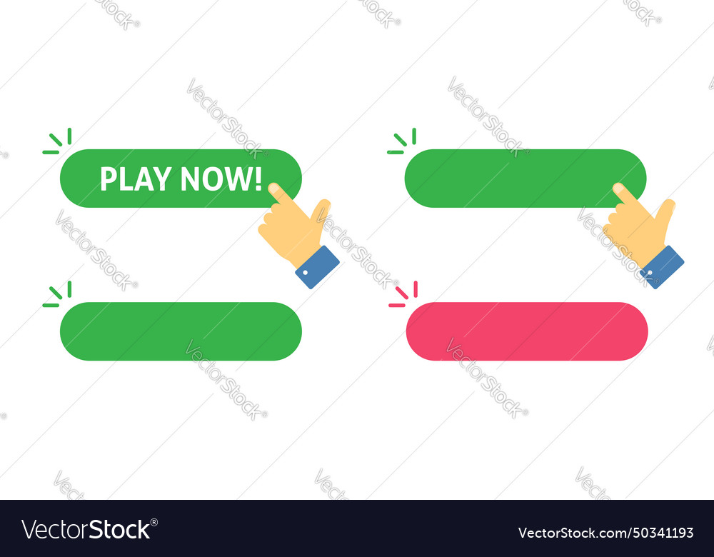 Play not button templates flat with hand pointer Vector Image
