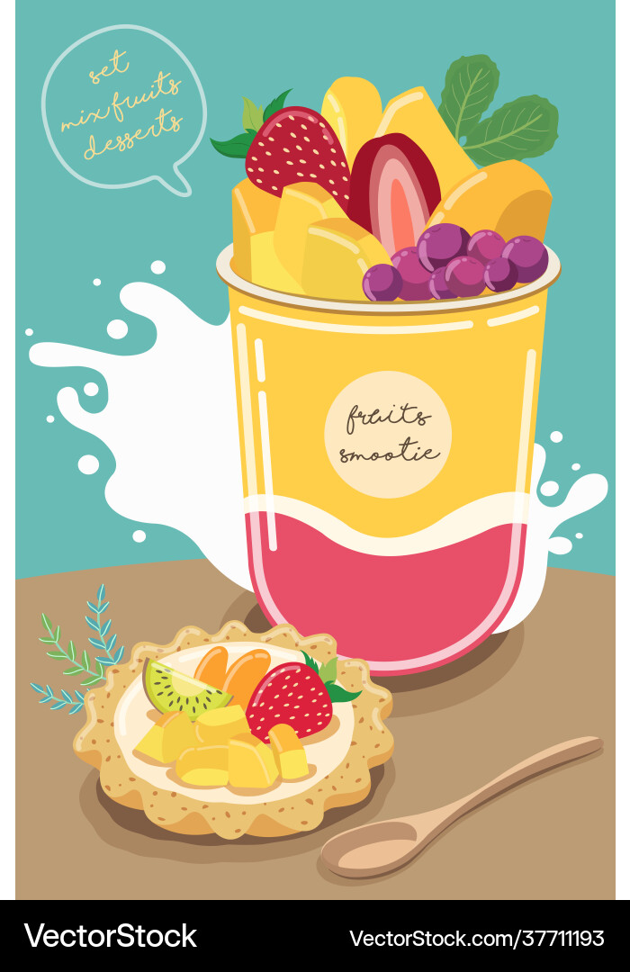 Set delicious sweets and desserts with mix Vector Image
