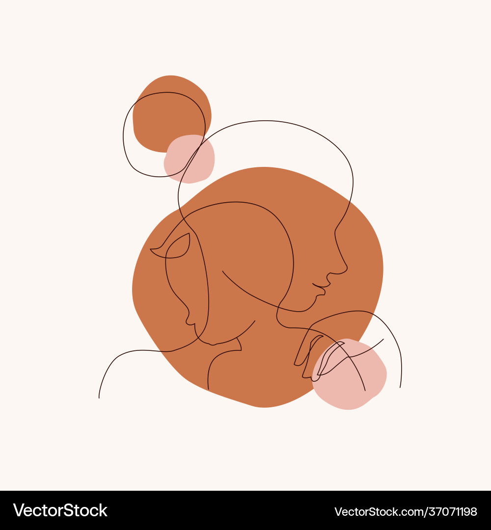 Abstract mother with a child in continuous one Vector Image