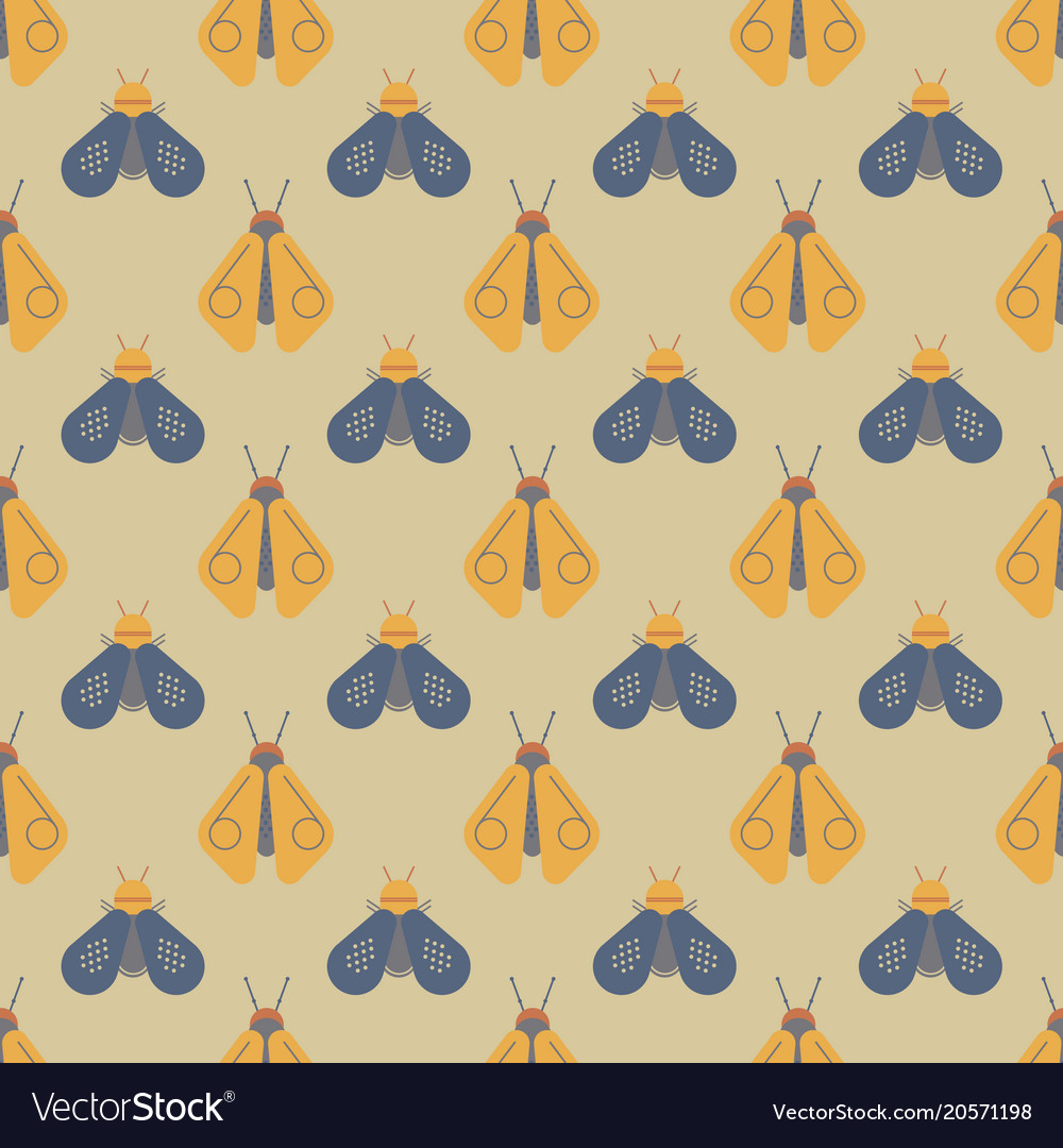 Bee and firefly seamless pattern Royalty Free Vector Image