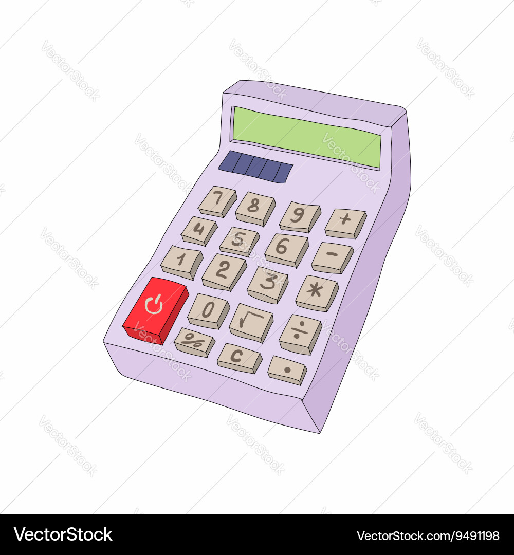 Calculator icon in cartoon style Royalty Free Vector Image