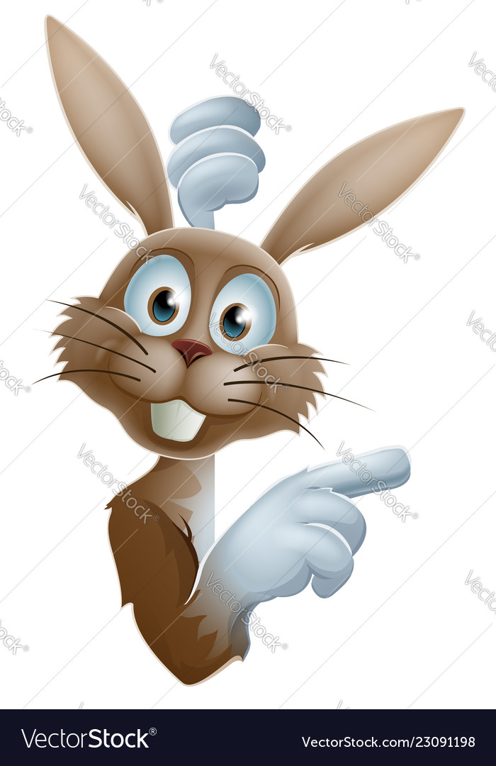 Cartoon easter rabbit pointing Royalty Free Vector Image