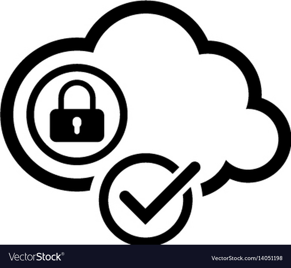 Cloud security icon flat design Royalty Free Vector Image