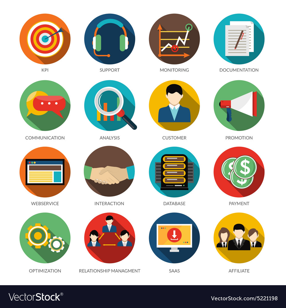 Crm round icons set Royalty Free Vector Image - VectorStock