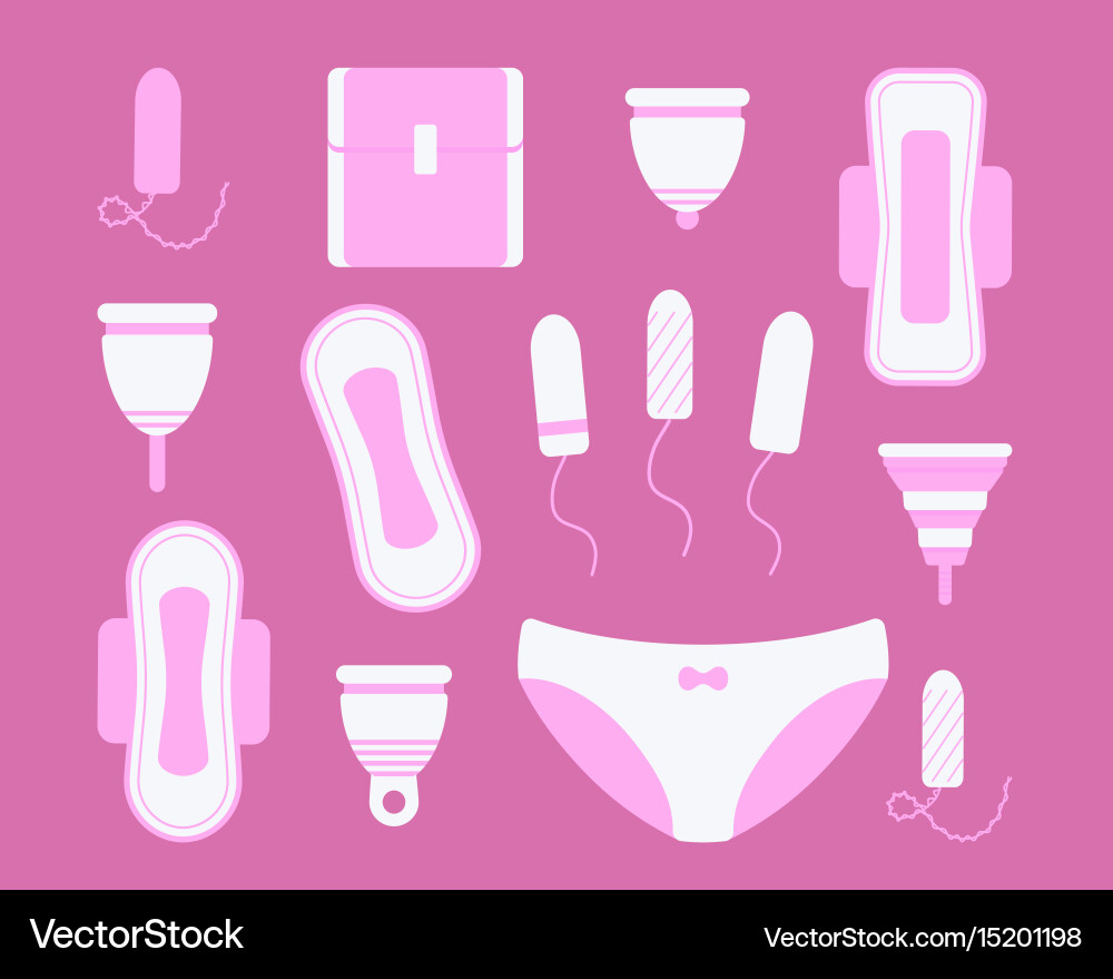 Feminine hygiene flat icons set Royalty Free Vector Image