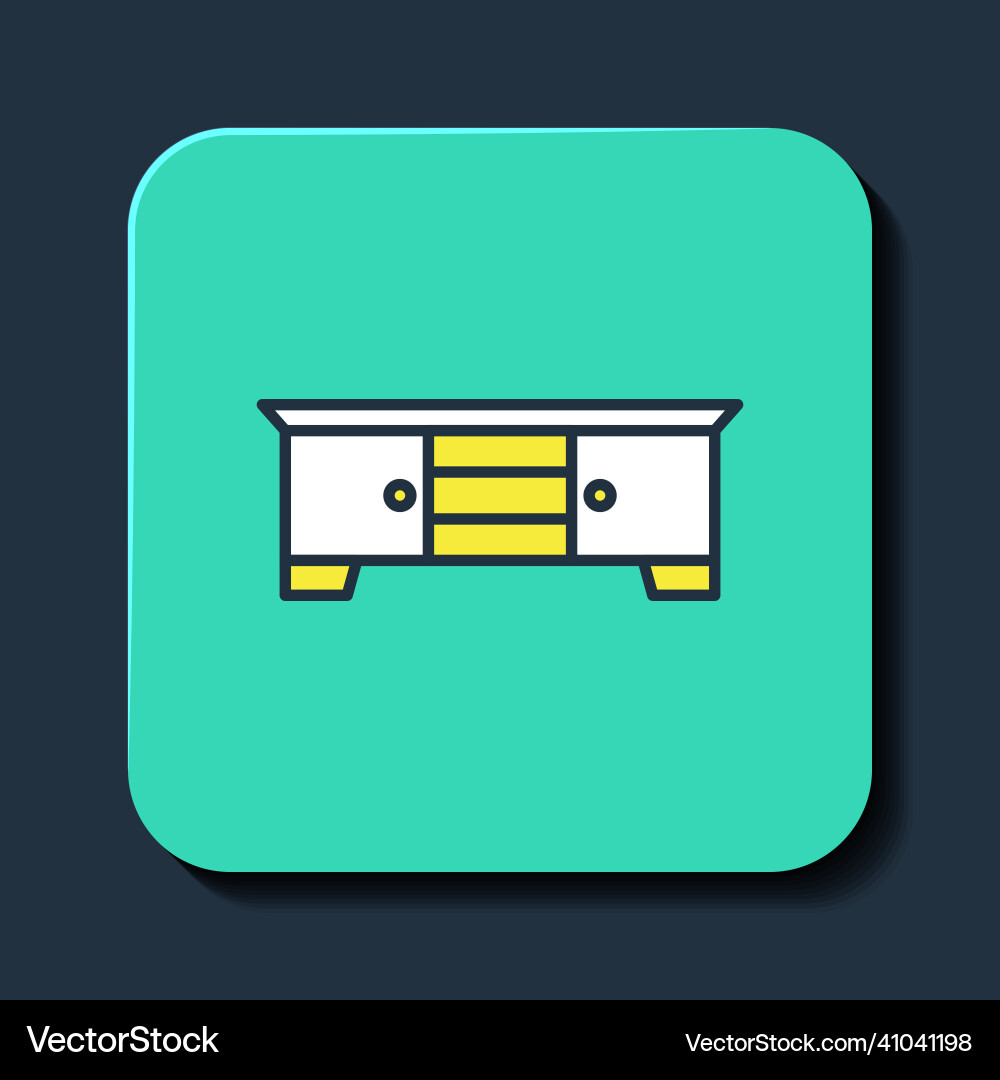 Filled outline tv table stand icon isolated Vector Image