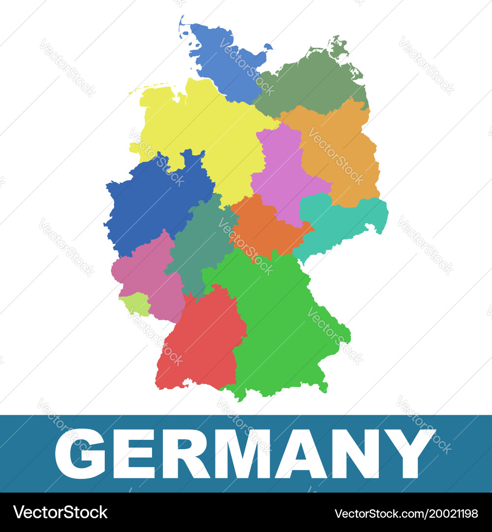Germany map with federal states flat Royalty Free Vector