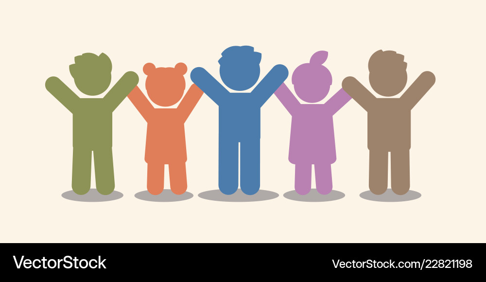 Group children holding hands icon graphic Vector Image