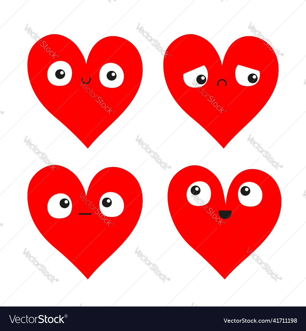 Happy valentines day red heart emoji icon set Vector Image