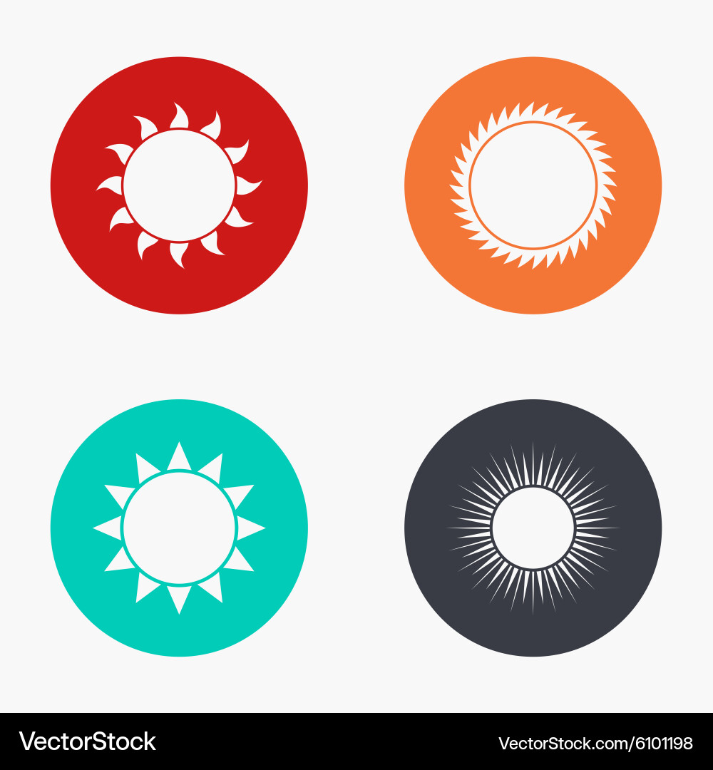 Modern sun colorful icons set Royalty Free Vector Image