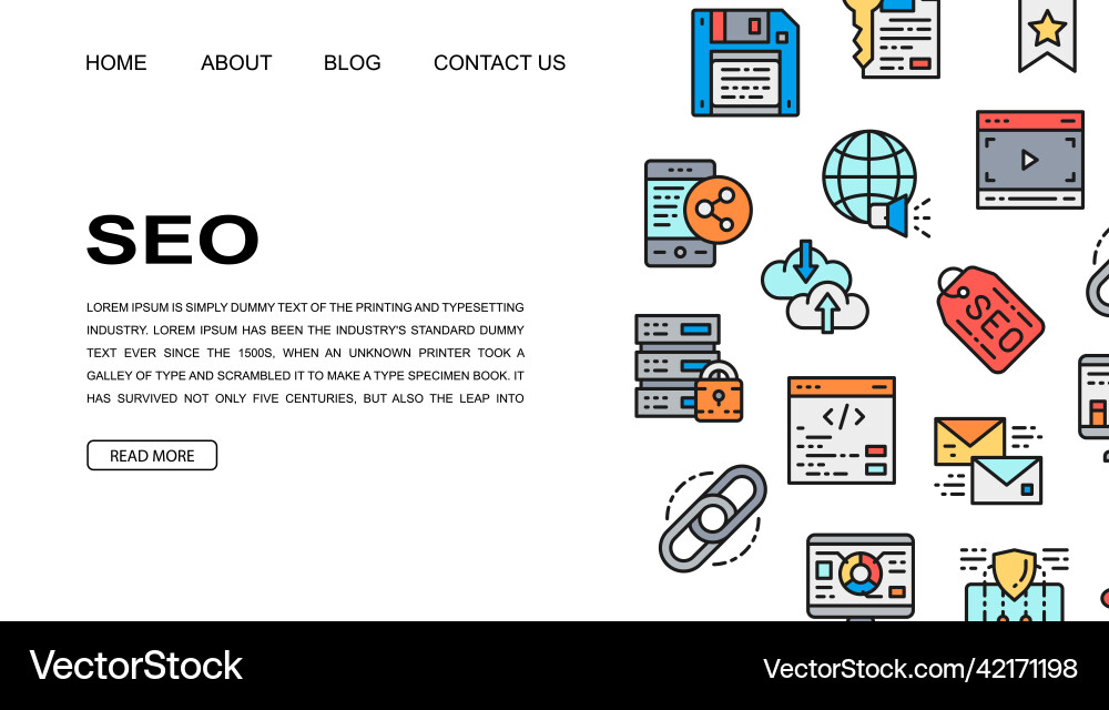Seo landing page design template bookmark Vector Image