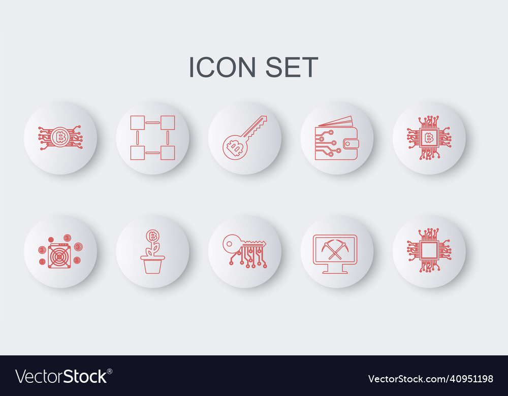 Set line processor asic miner cryptocurrency key Vector Image